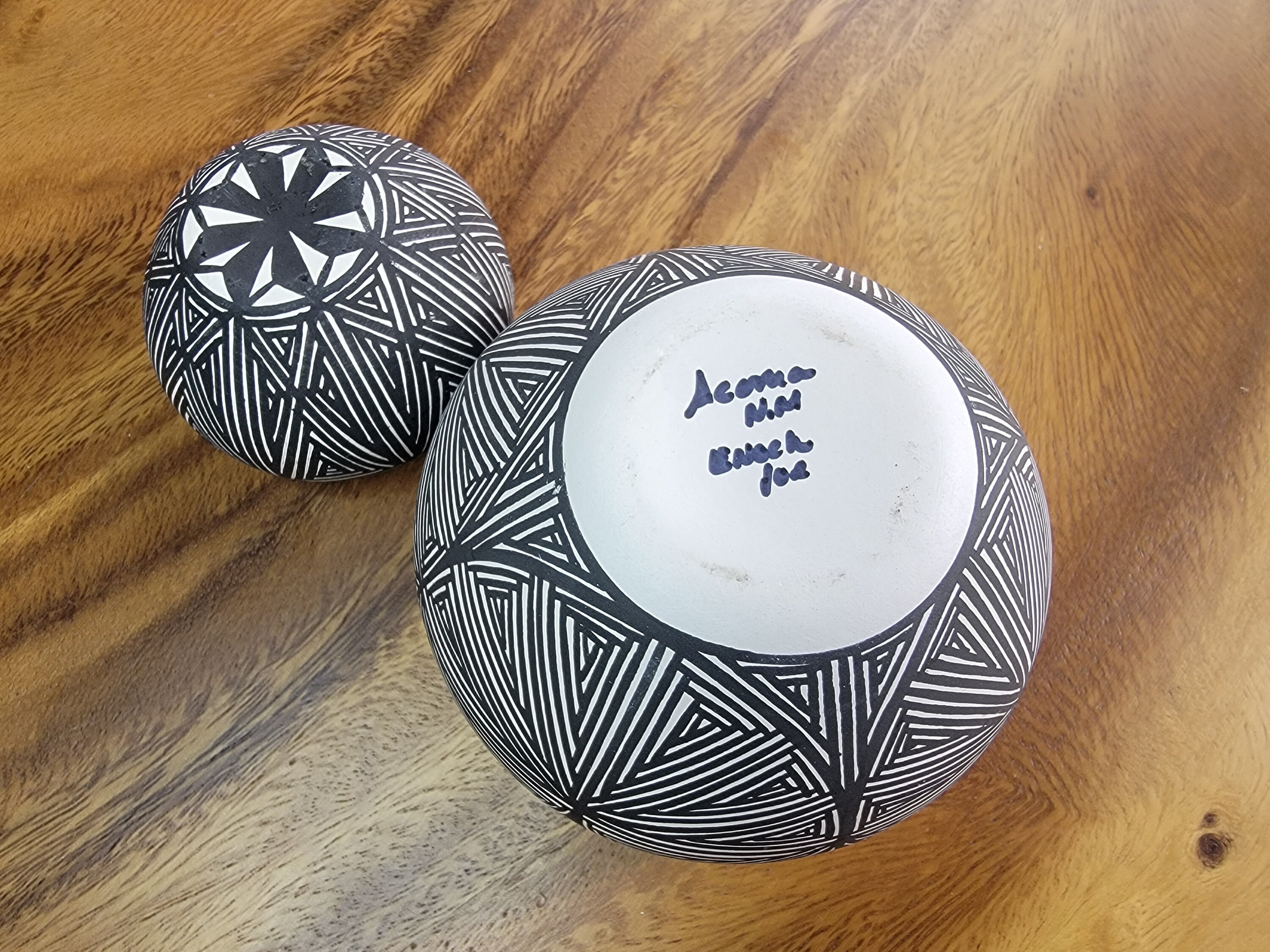 Enoch Joe Acoma Hand Painted Pottery Bowl and Native American Seed Pot ...