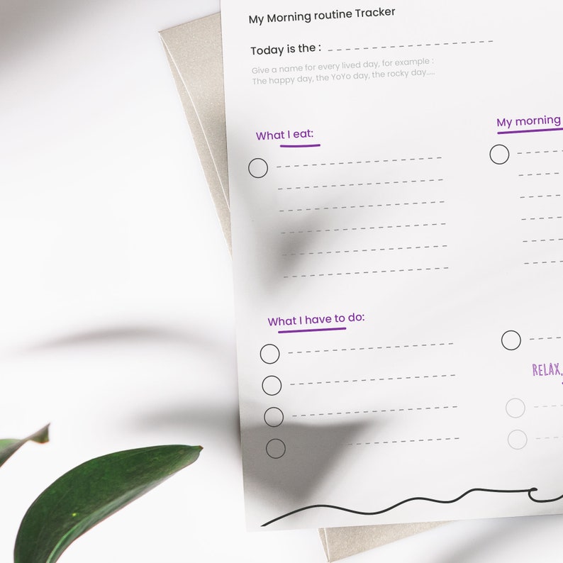 Morning Routine Plan, Template, Printable, Digital Document, 5 Days ...