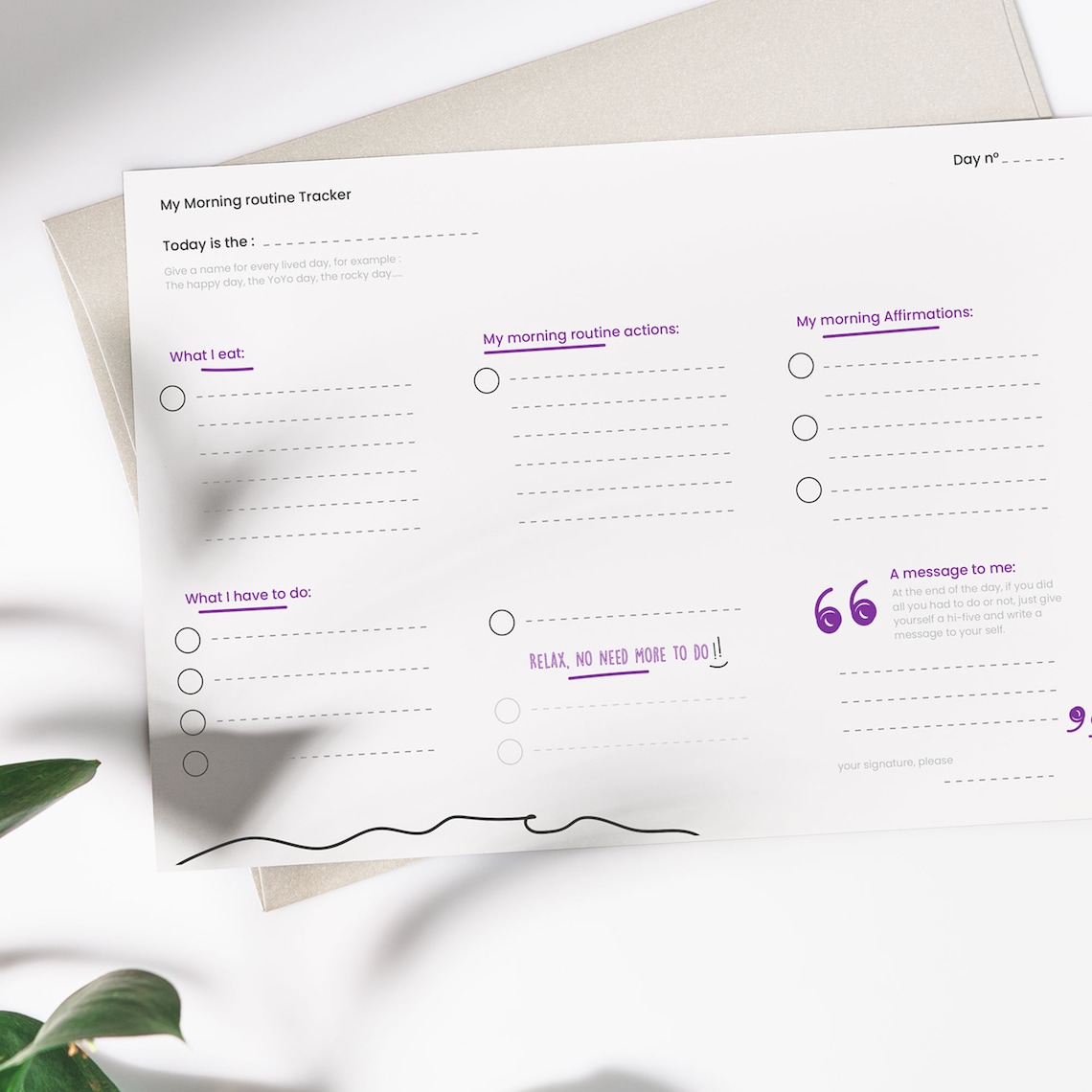 Morning Routine Plan, Template, Printable, Digital Document, 5 Days ...