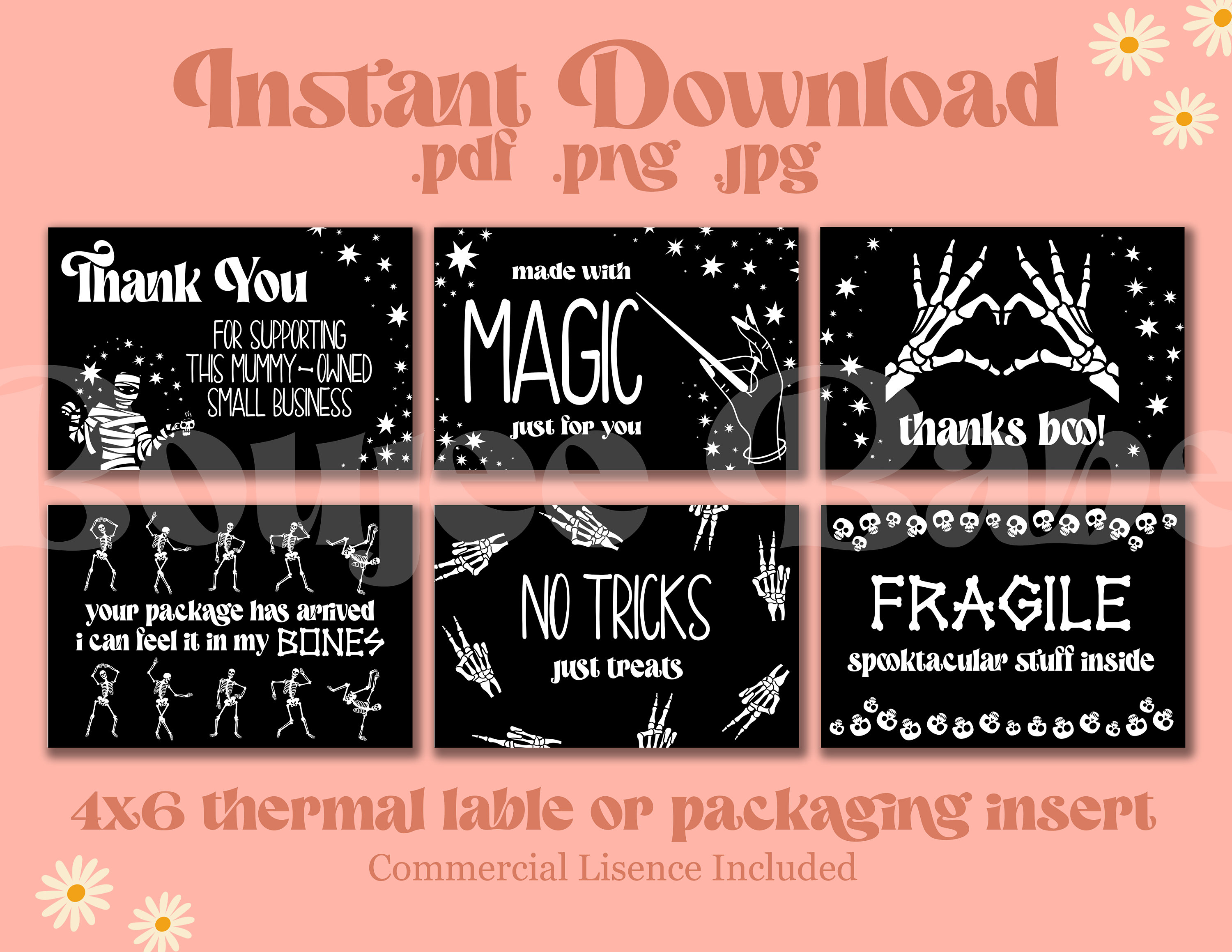 Halloween Thermal Labels Bundle, Packaging Inserts Bundle, Stickers ...