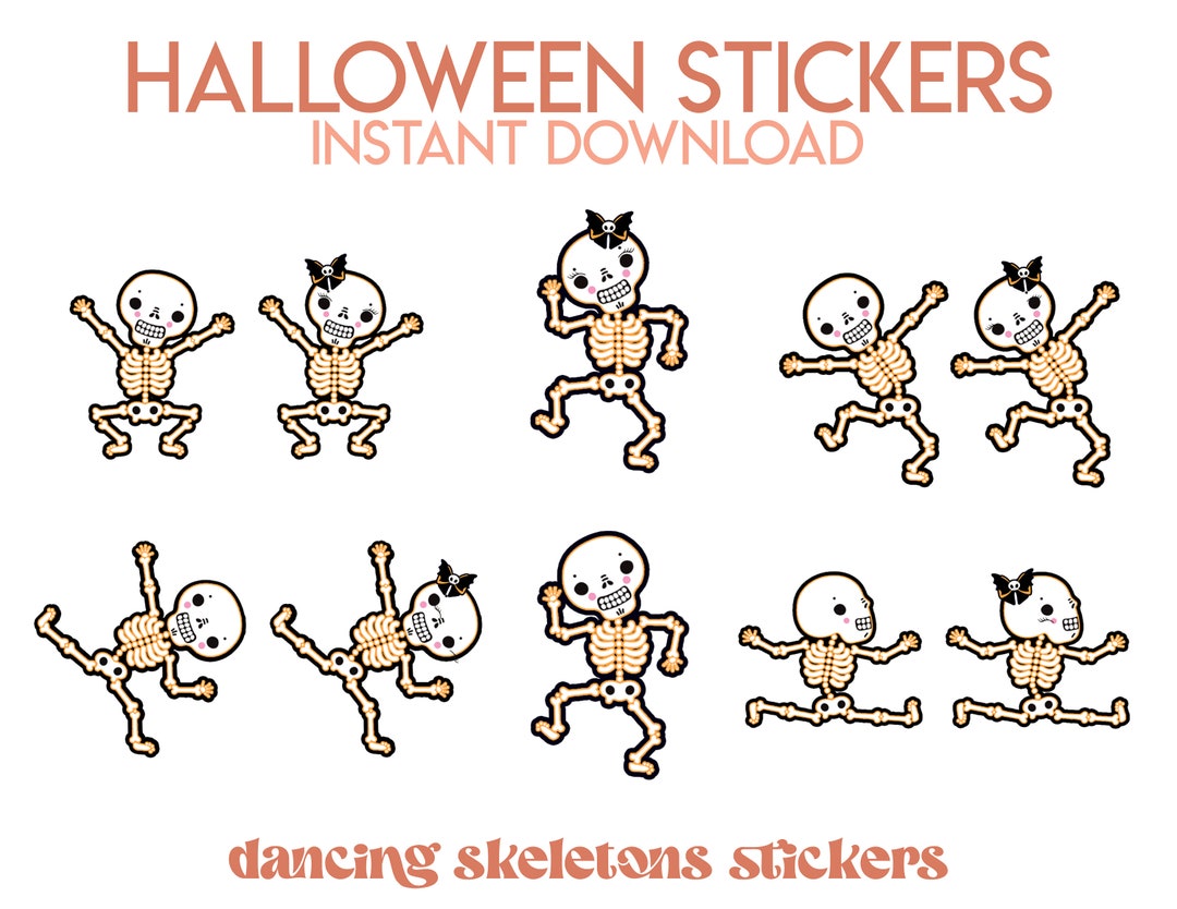 Halloween Stickers, Skeleton Stickers, Kids Halloween Stickers, Trick ...