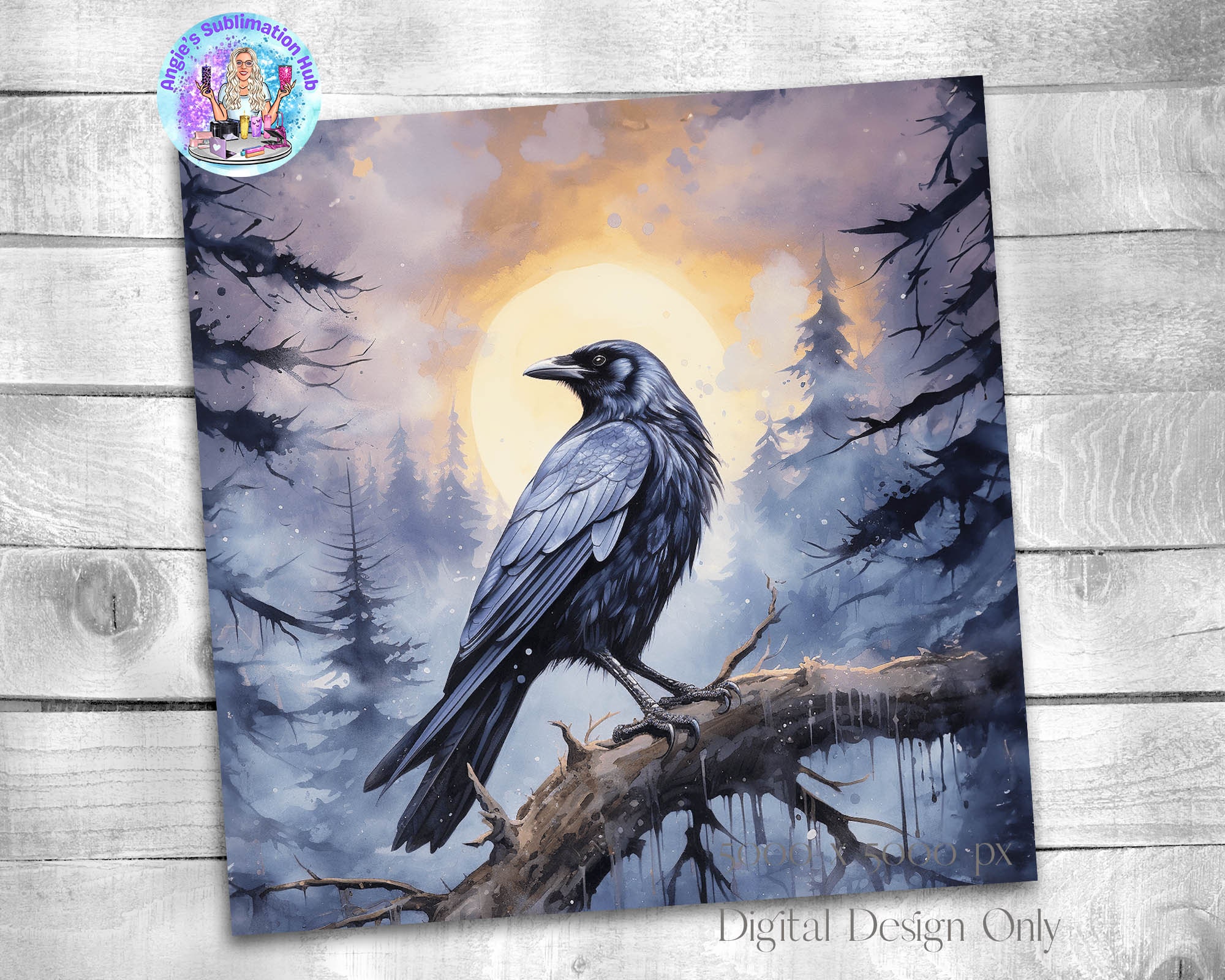 Raven Wind Spinner, Instant Download Sublimation PNG, Wiccan Familiar ...