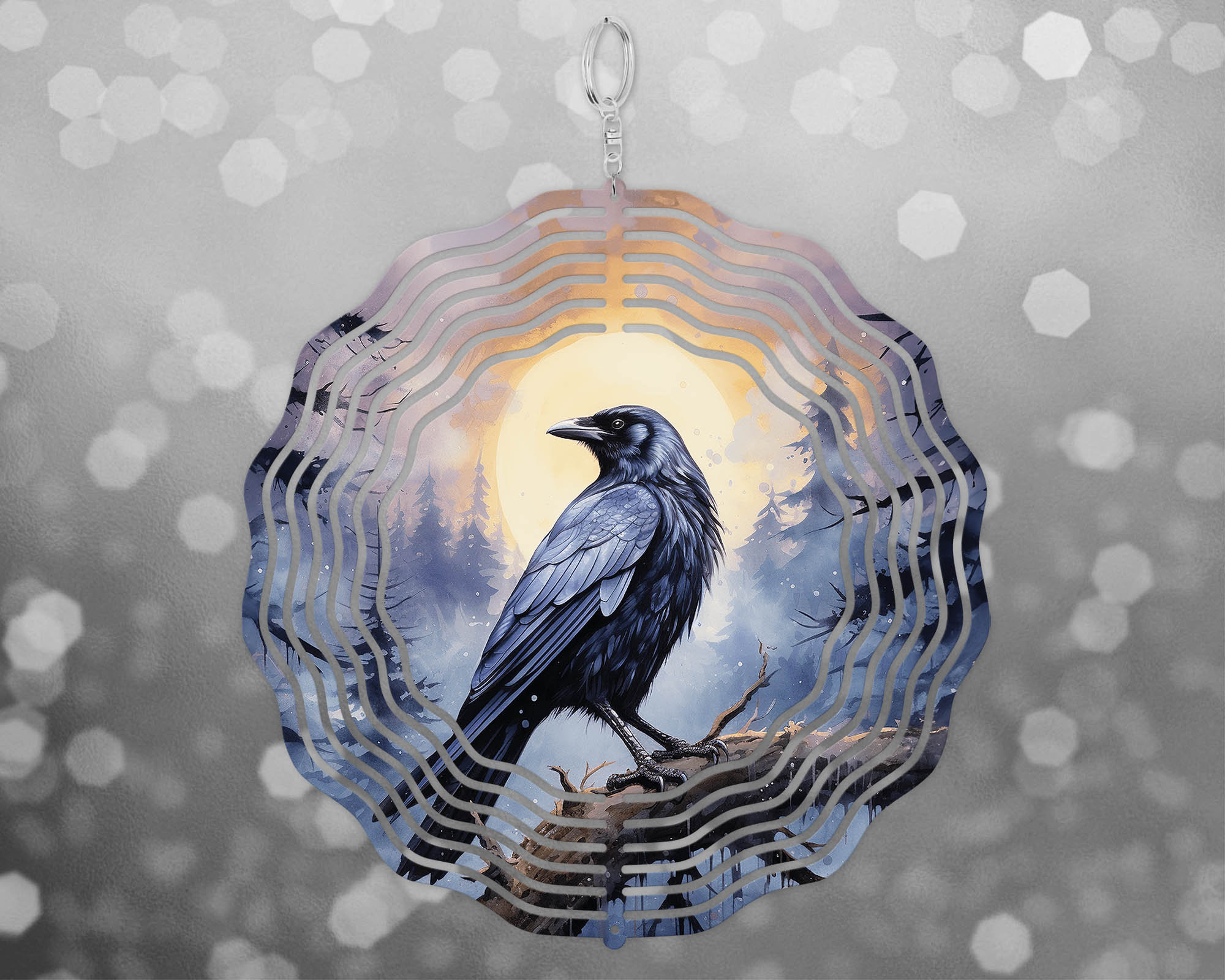 Raven Wind Spinner, Instant Download Sublimation PNG, Wiccan Familiar ...