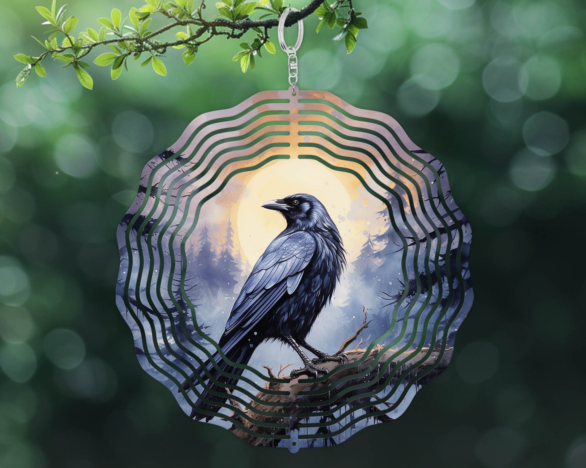 Raven Wind Spinner, Instant Download Sublimation PNG, Wiccan Familiar ...