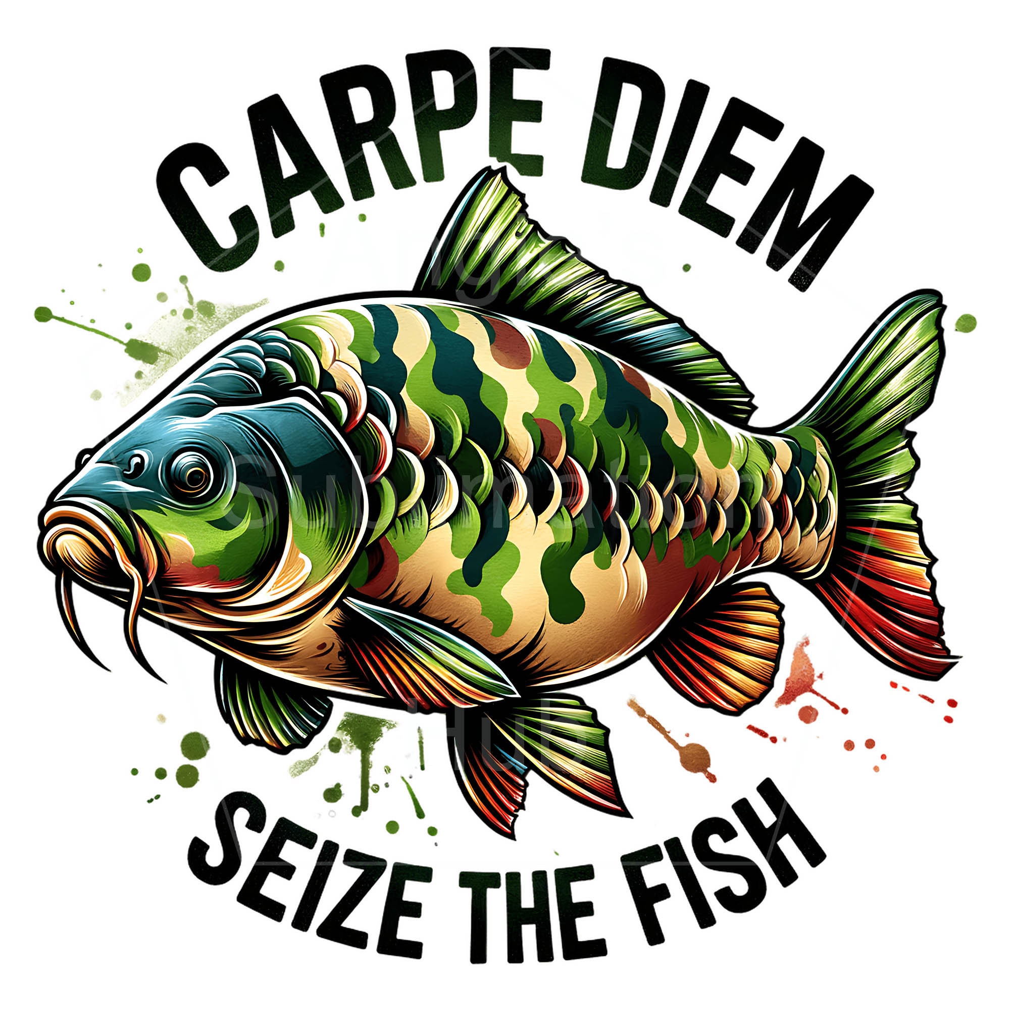 Carp Fishing PNG, Instant Download Sublimation PNG, Transparent ...