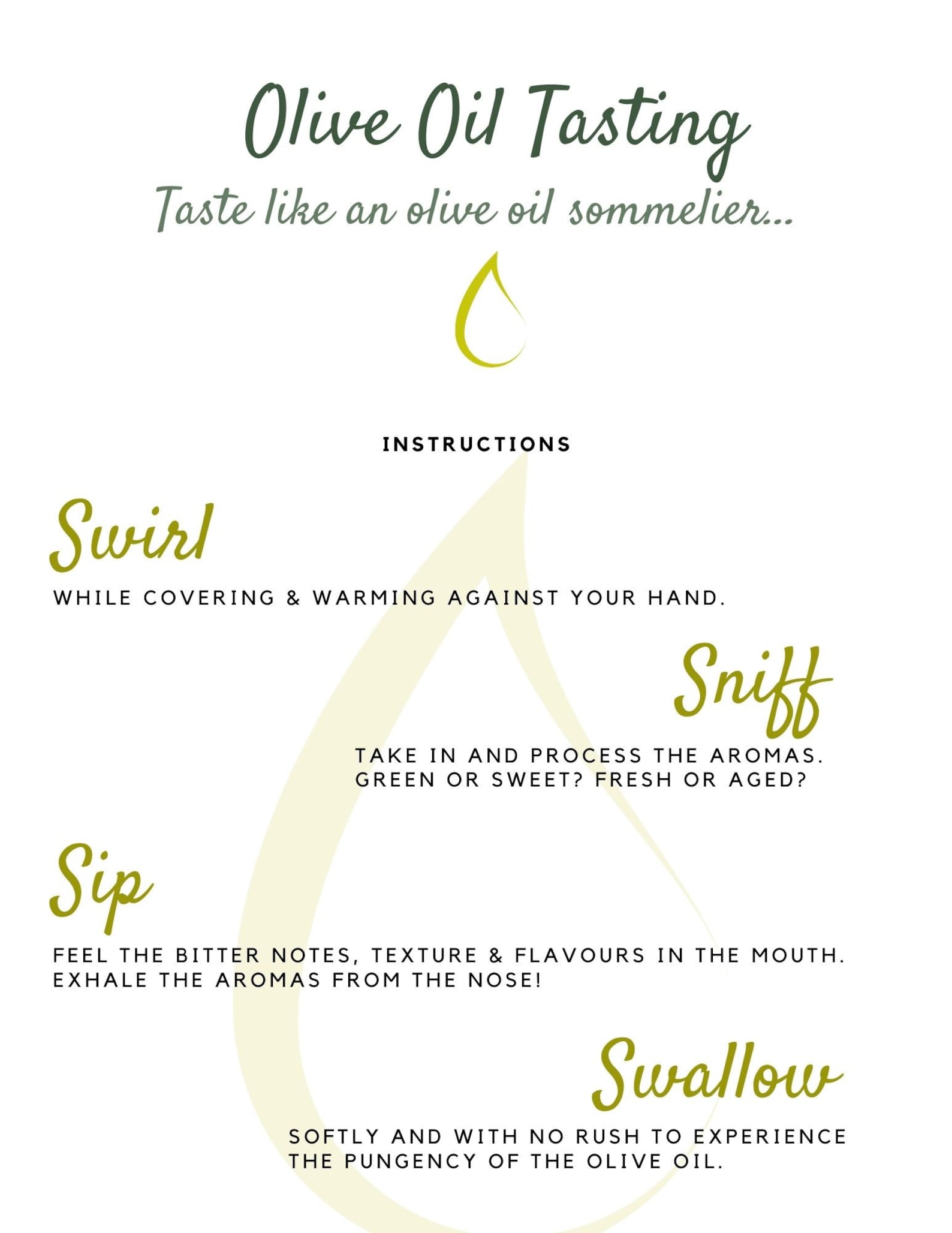 Olive Oil Tasting Party Kit by Olive Oil Sommelier. Instant Download ...