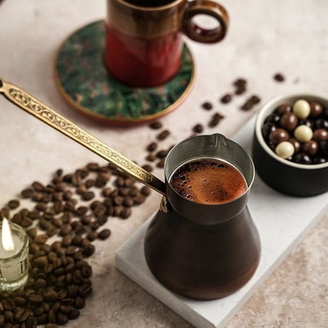 Turkish Coffee Pot, 100gr Turkish Coffee Included, Copper Coffee Pot ...