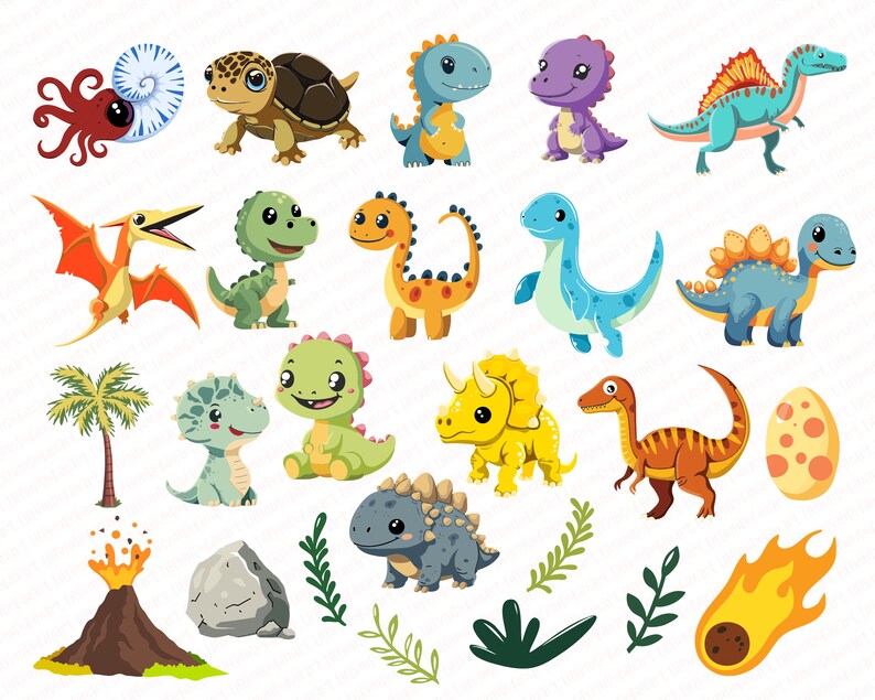 Dinosaur Clip Art Bundle Kids SVG DXF Eps PNG Digital Download Sticker ...