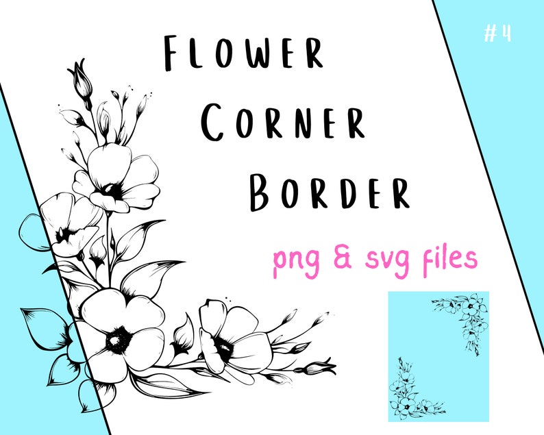 Flower Corner Border SVG, Vector Art for Borders, Word Documents, Canva ...