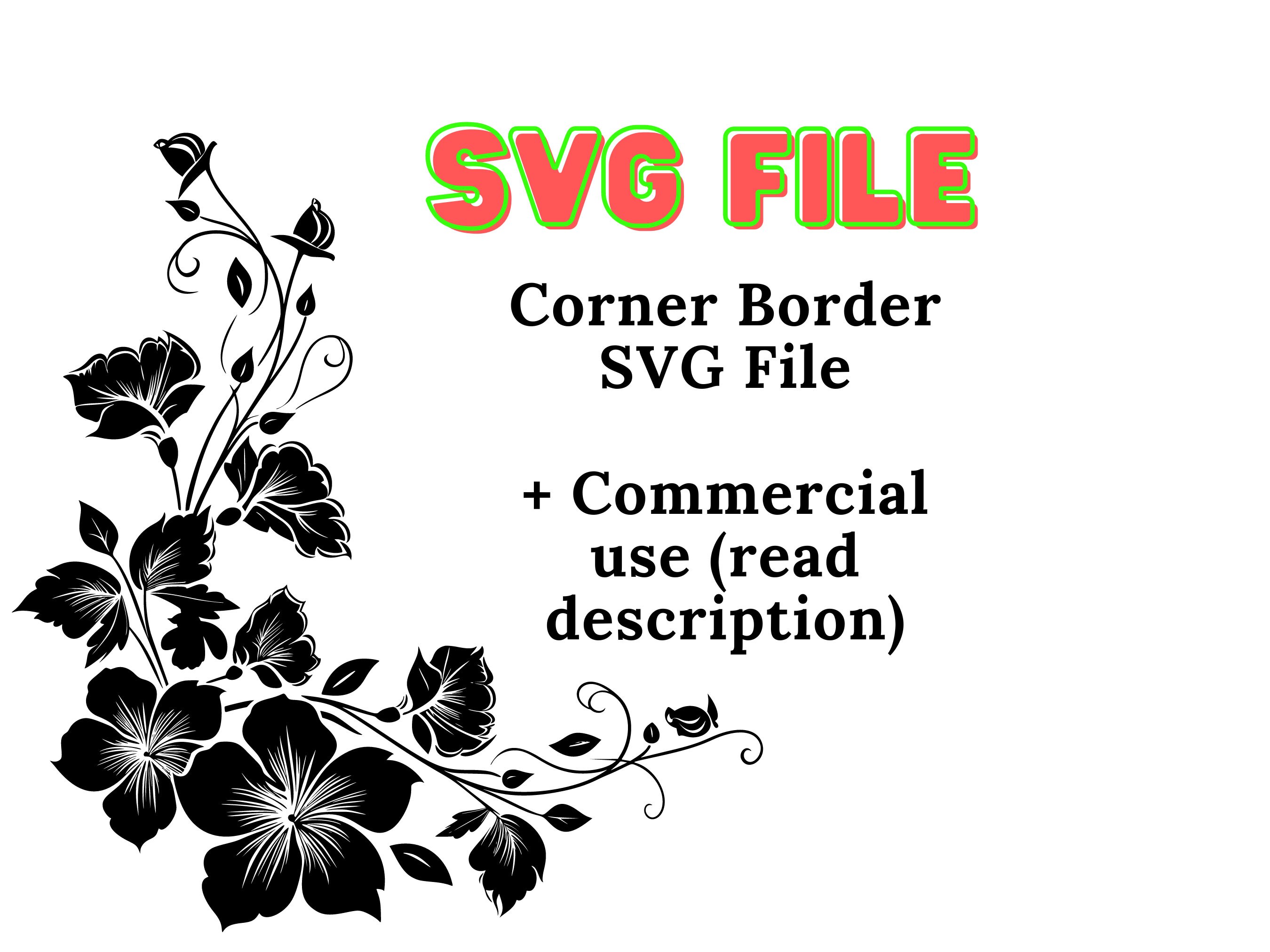 Flower Corner Border SVG 4, Vector Art for Borders, Word Documents ...