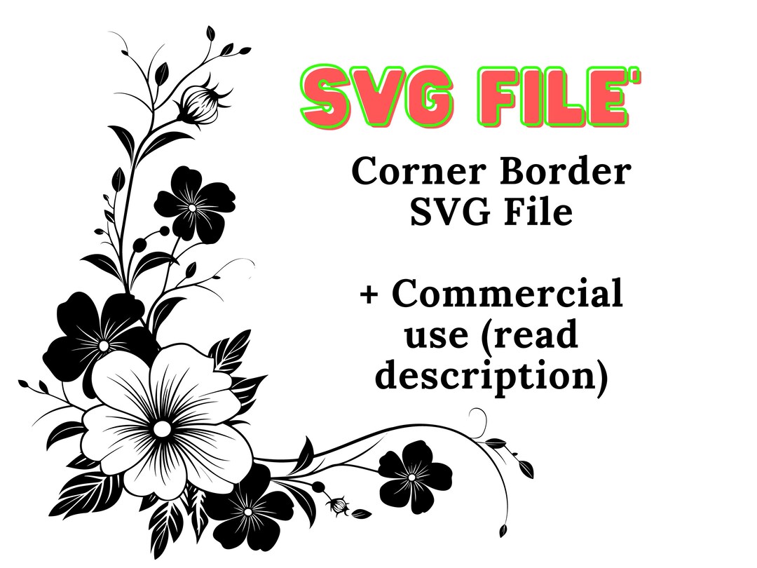 Flower Corner Border SVG, Vector Art for Borders, Word Documents, Canva ...