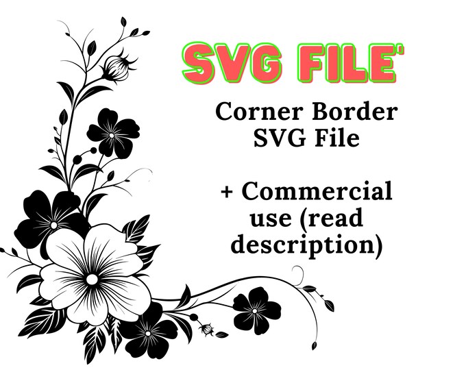 Flower Corner Border SVG, Vector Art for Borders, Word Documents, Canva ...