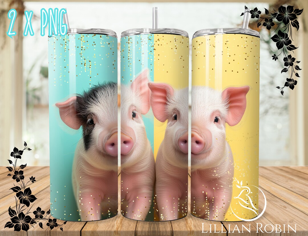 20oz Baby Pig Tumbler Sublimation Wrap Design With Two Micro Pigs for ...