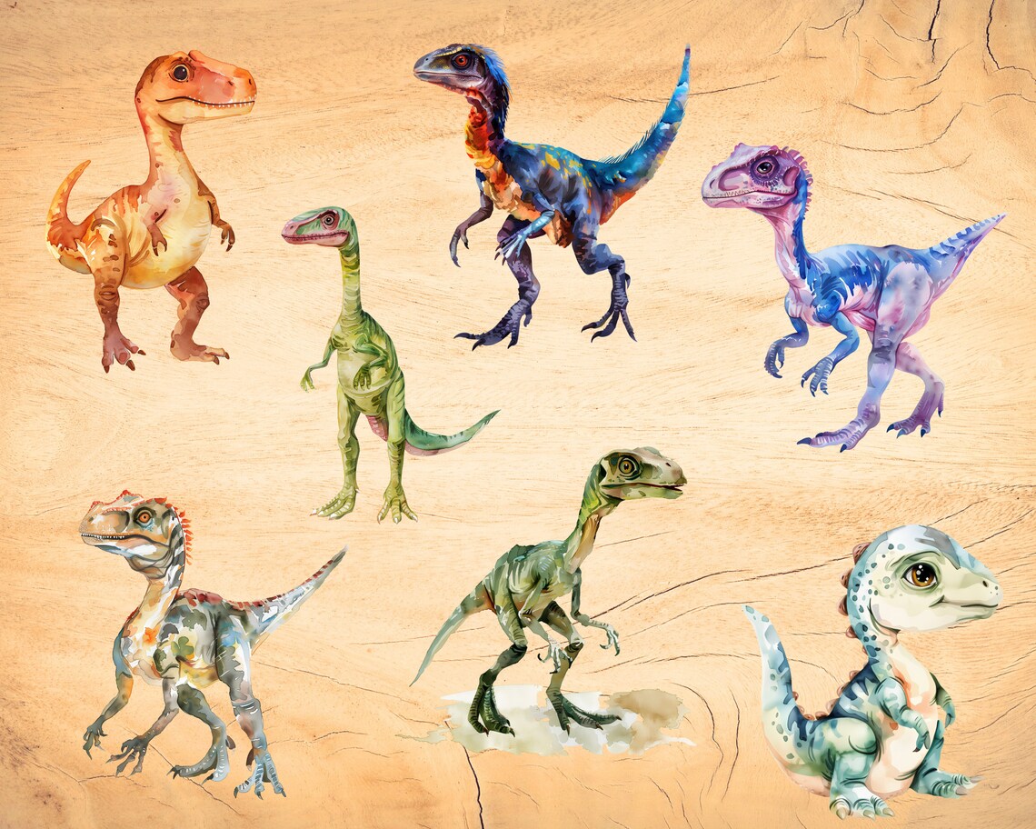 Dinosaur Watercolor Clip Art Bundle Kids PNG Digital Download Print-on ...
