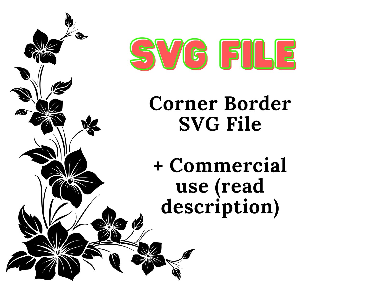 Flower Corner Border SVG 3, Vector Art for Borders, Word Documents ...