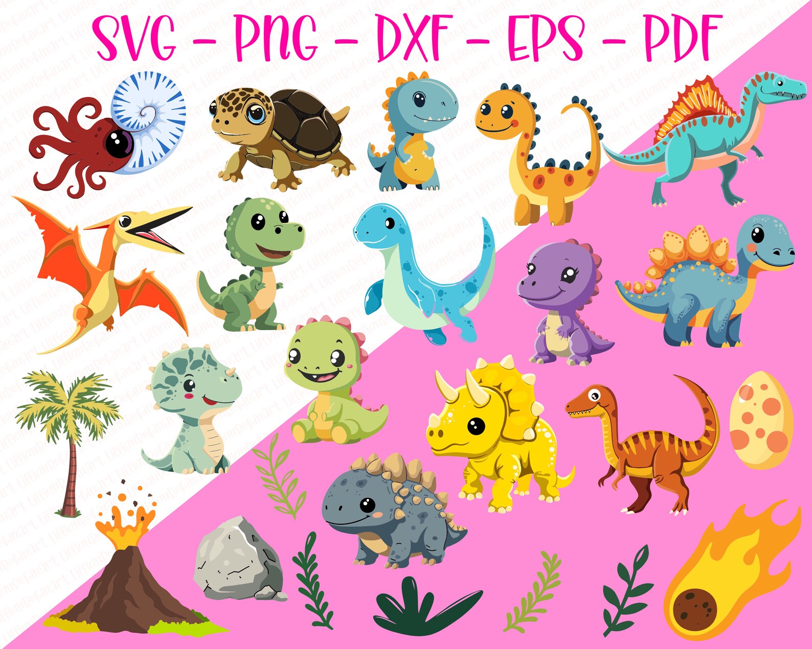 Dinosaur Clip Art Bundle Kids SVG DXF Eps PNG Digital Download Sticker ...