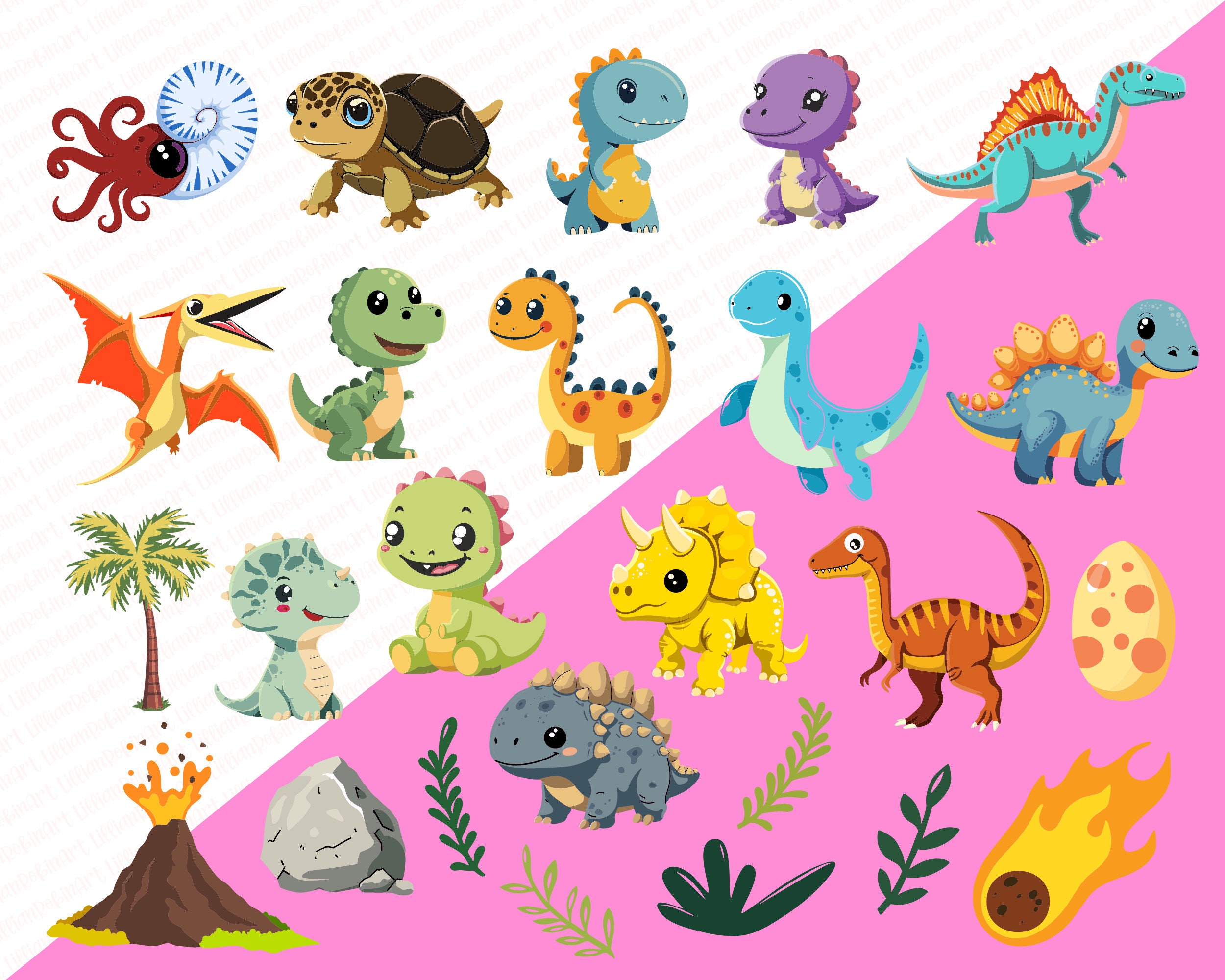 Dinosaur Clip Art Bundle Kids SVG DXF Eps PNG Digital Download Sticker ...