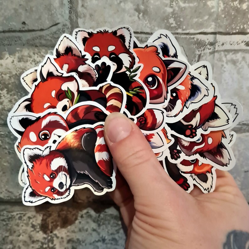 Cute Red Panda Digital Stickers Set of 10 PNG Files for Cricut Print-on ...