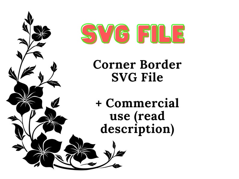 Flower Corner Border SVG 2, Vector Art for Borders, Word Documents ...