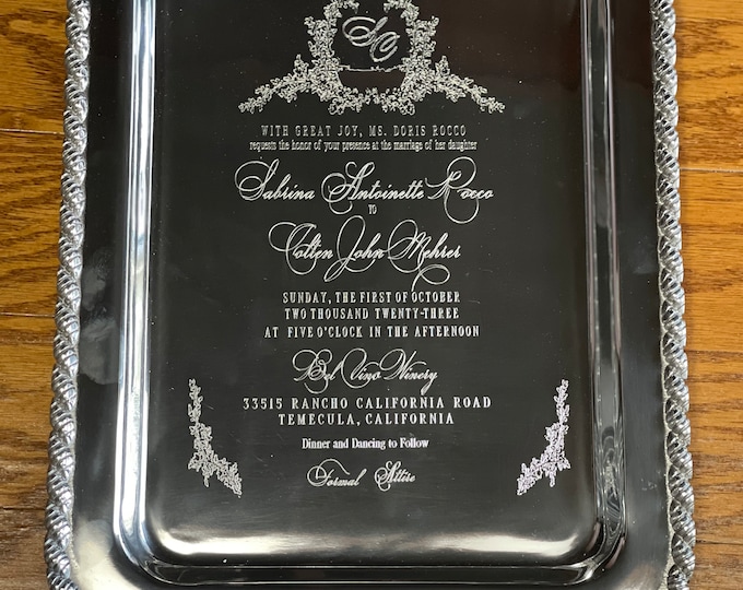 Wedding Tray Engraved Tray Perfect Wedding Gift Rectangular Pewter Tray ...
