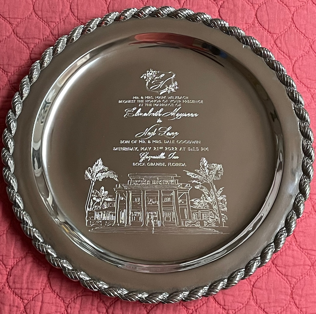 Wedding Tray Engraved Tray Perfect Wedding Gift Round Pewter Tray ...