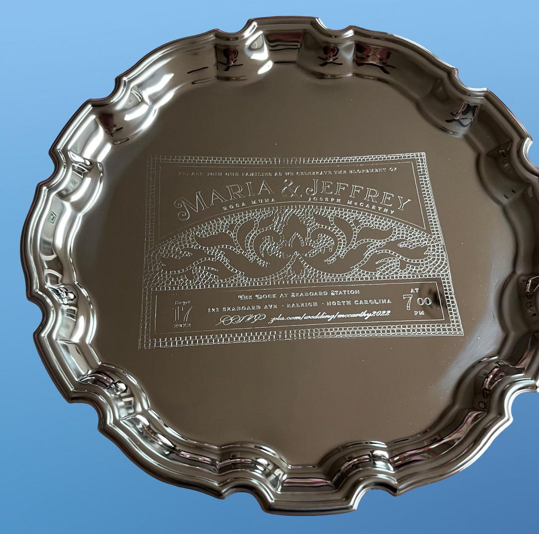 Engraved Wedding Invitation Silver Plate Tray - Personalized Keepsake ...