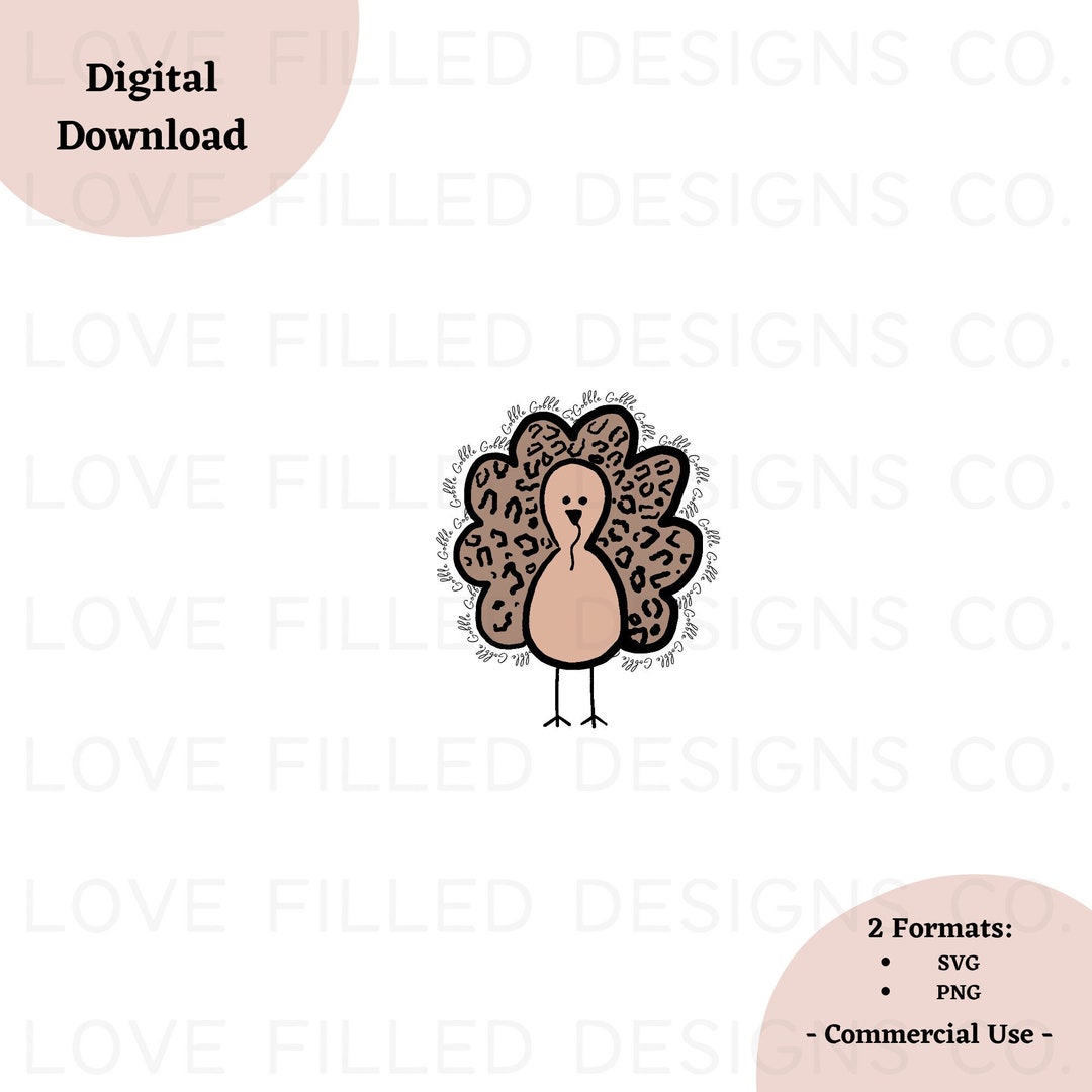 Thanksgiving Turkey SVG, Cheetah Print Thanksgiving PNG, Commercial Use ...