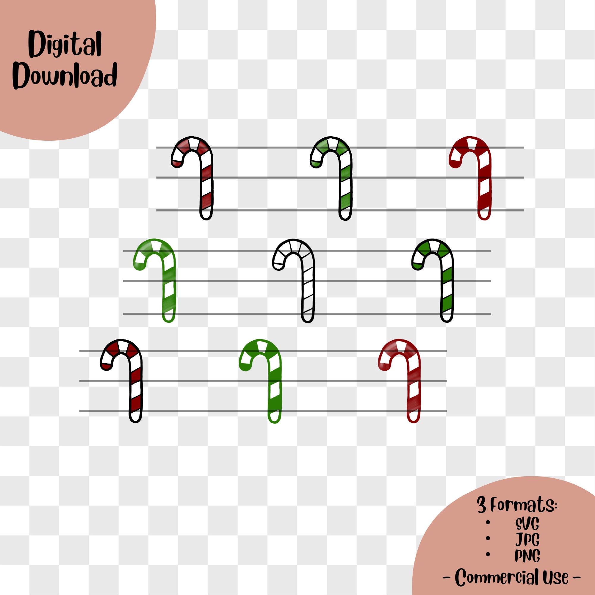 Candy Cane SVG Bundle, Christmas Clipart, Holiday Clipart Digital ...