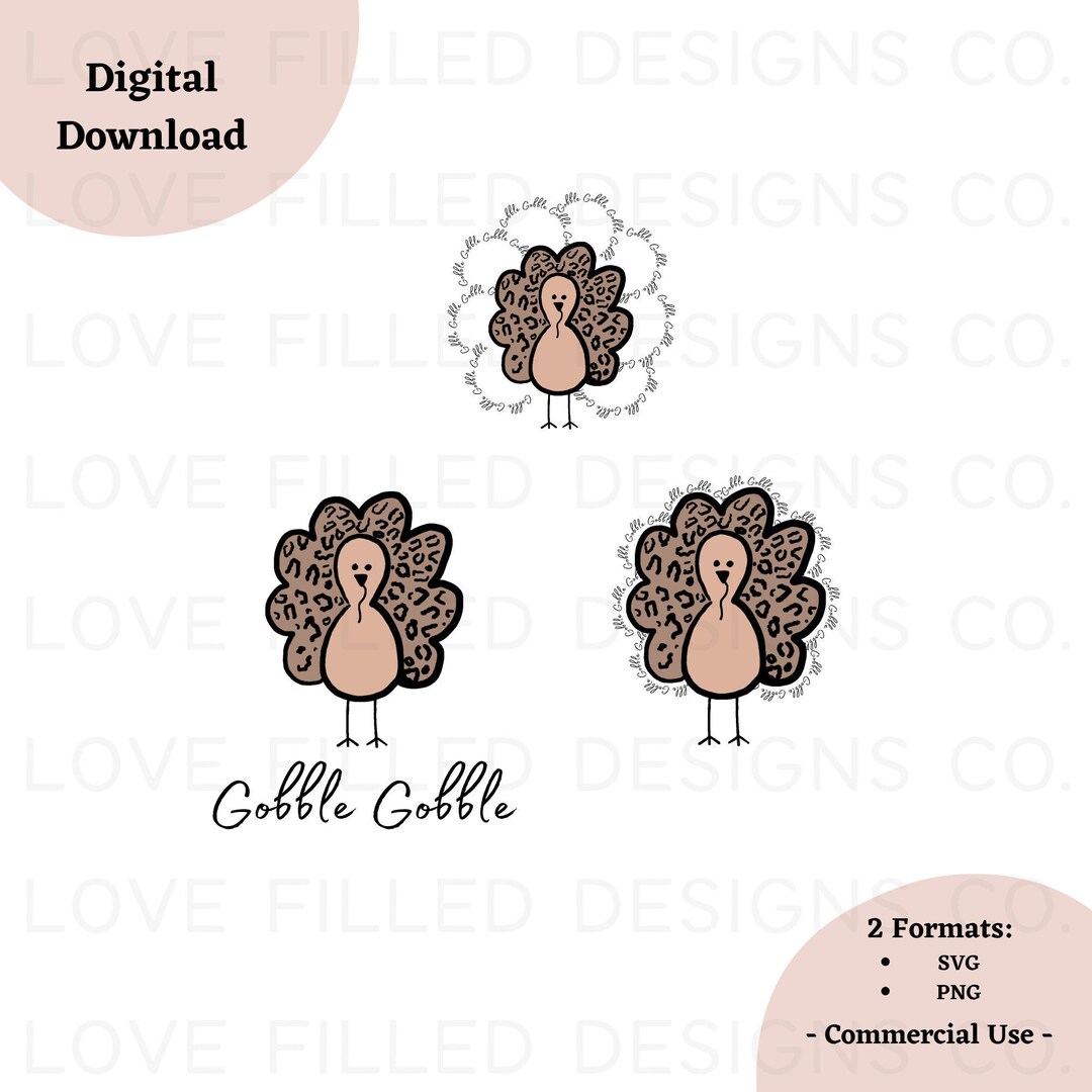 Thanksgiving Turkey SVG Bundle, Cheetah Print Thanksgiving PNG ...