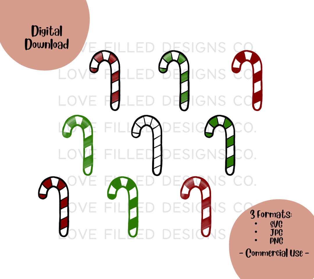 Candy Cane SVG Bundle, Christmas Clipart, Holiday Clipart Digital ...
