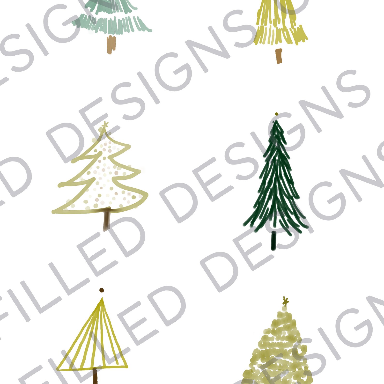 Christmas Tree SVG Bundle, Watercolor Christmas Tree PNG Bundle ...