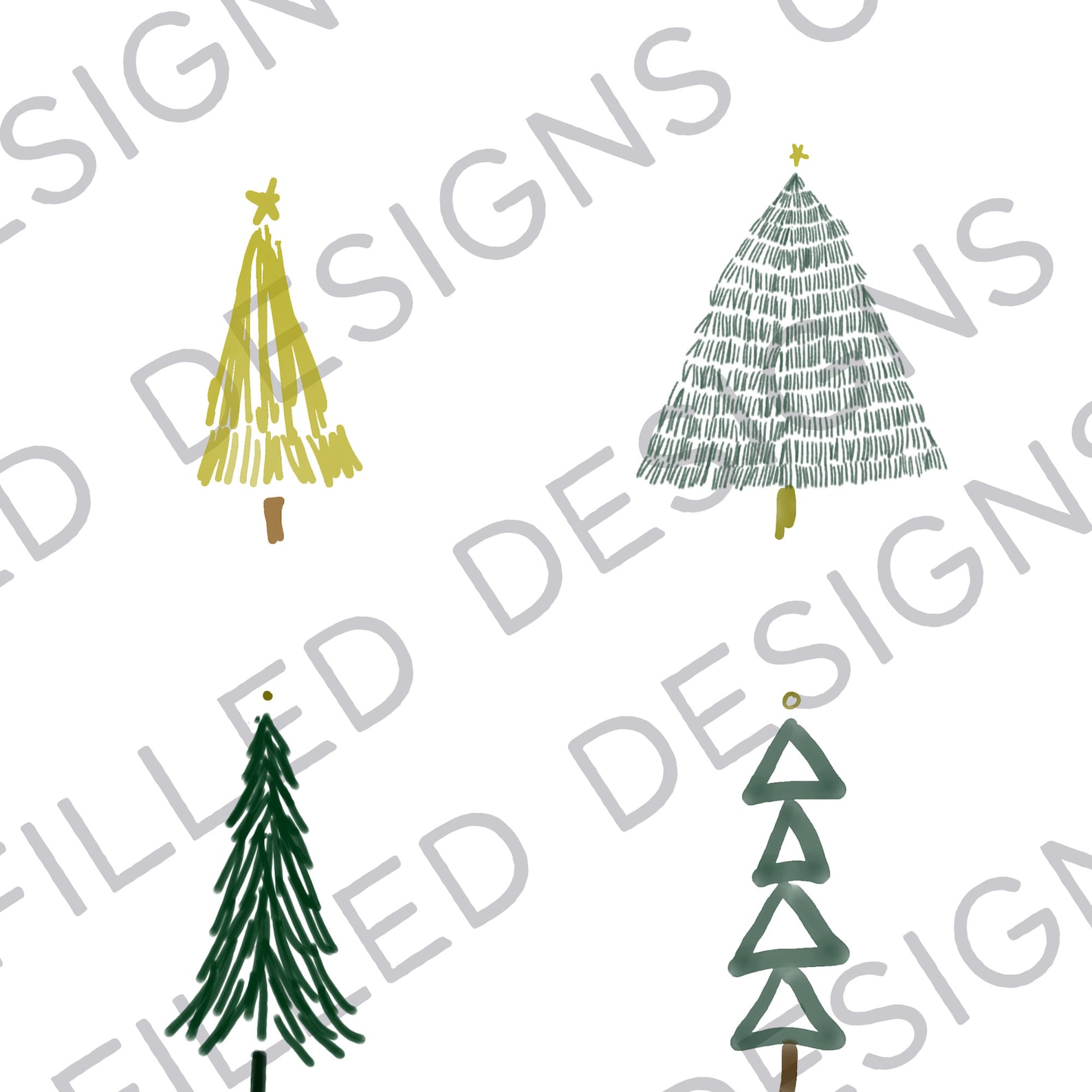Christmas Tree SVG Bundle, Watercolor Christmas Tree PNG Bundle ...