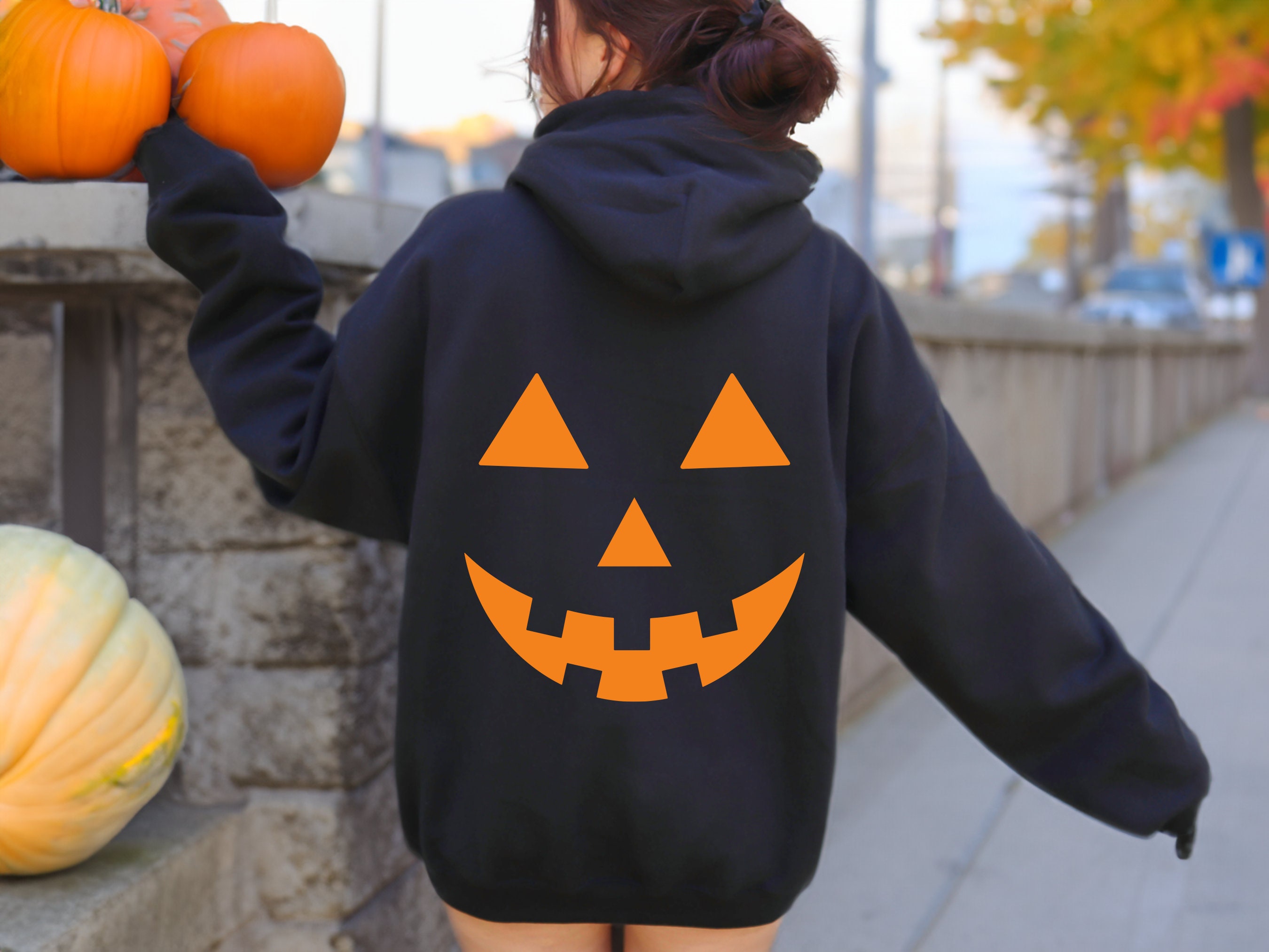 Jack-o-lantern Pumpkin Halloween Hooded Sweatshirt Soft Cozy Hoodie ...