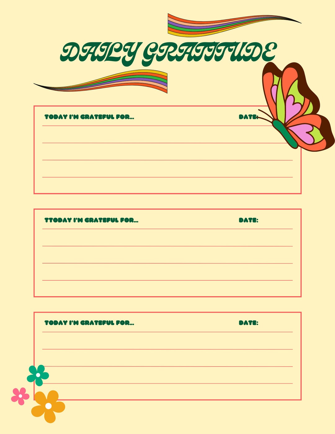 Daily Gratitude Journal, Printable, Instant Download, Daily Planner - Etsy