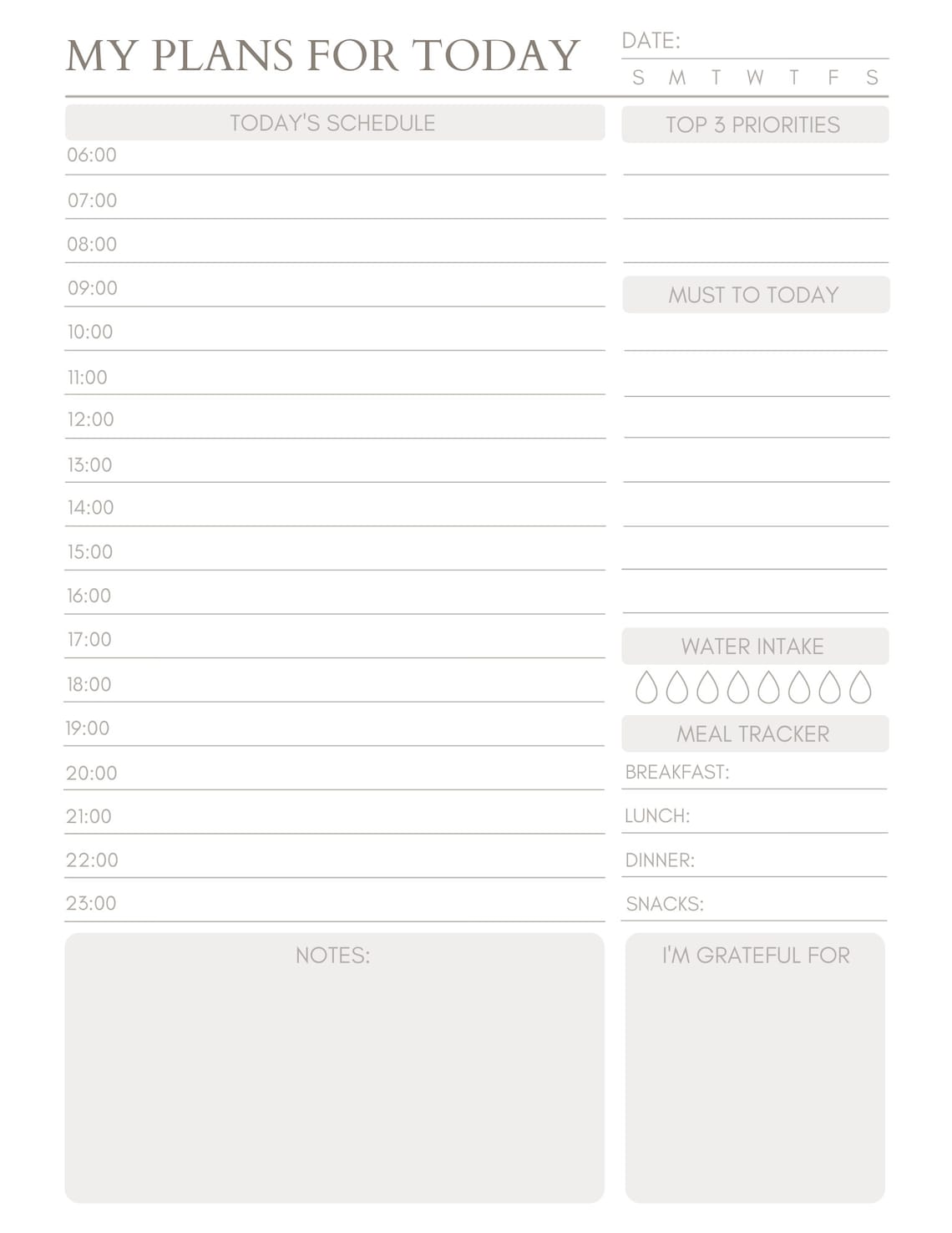Plans for the Day, Instant Download, Daily Schedule, Printable - Etsy