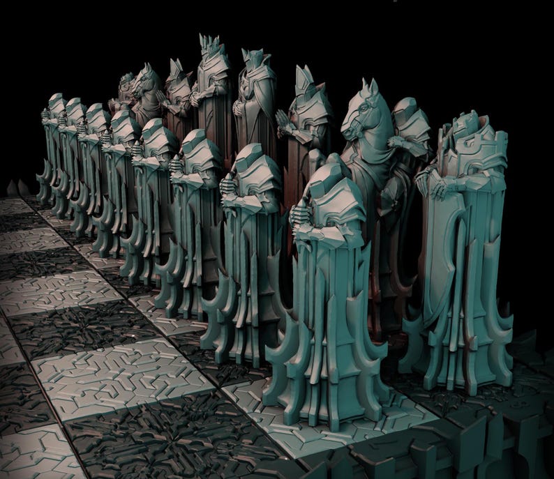 12K Resin Knight Chess Pieces: Unpainted Medieval Set - Etsy