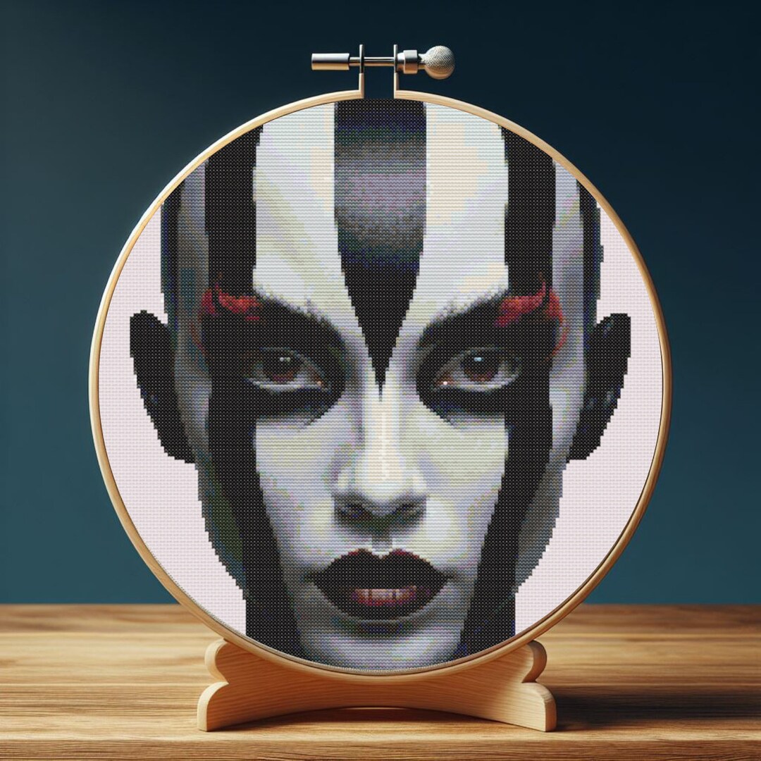 Black and White Women's Cross-stitch Pattern, Cross-stitch Template ...