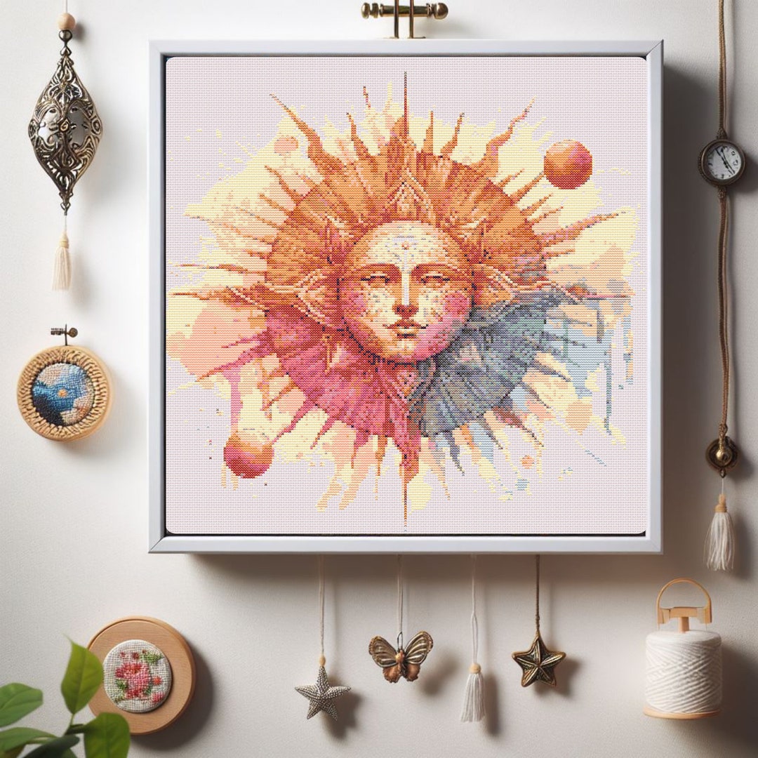 Aztec Sun Cross Stitch Pattern, Inca and Astec Sun Design, Esoteric ...