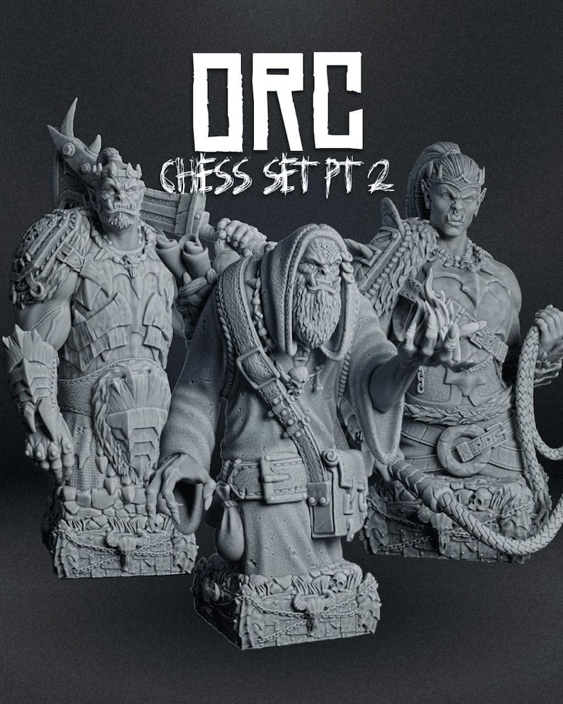 Orc Chess Pieces: 12K Resin Fantasy Set - Unpainted - Etsy
