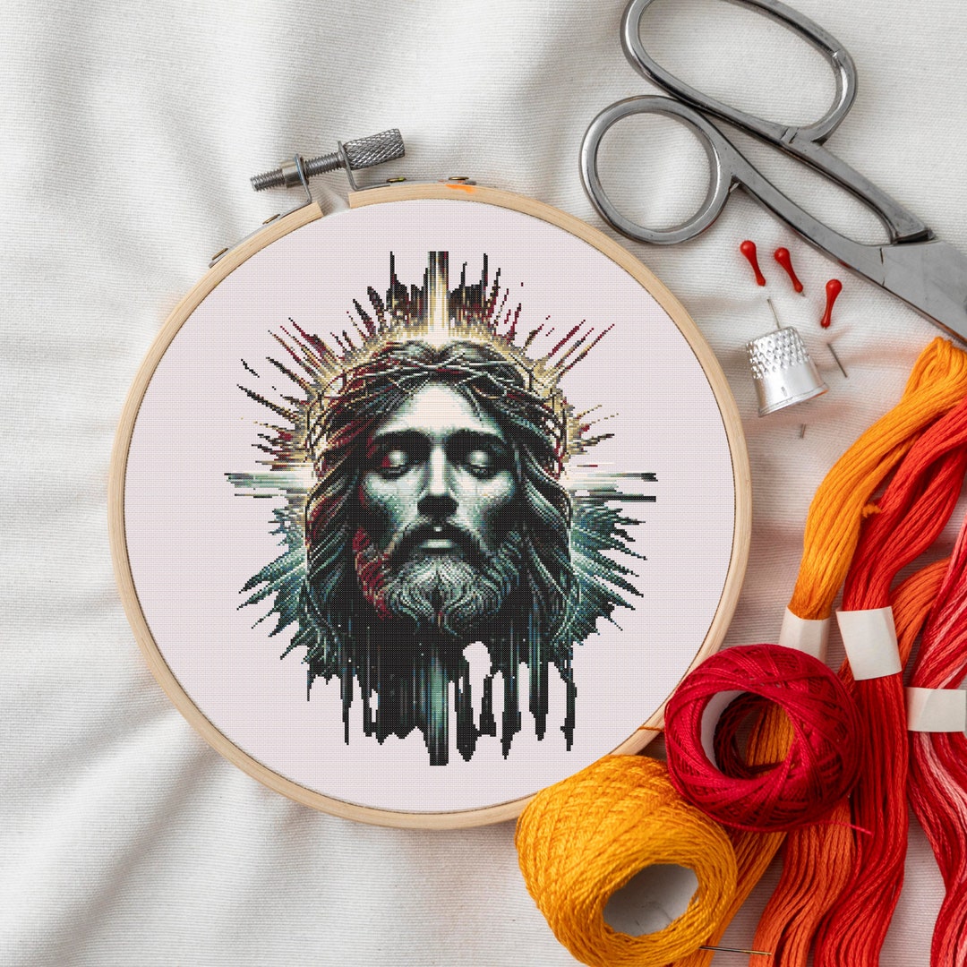 Jesus Cross-stitch Pattern Template , DIY , Downloadable, Printable ...