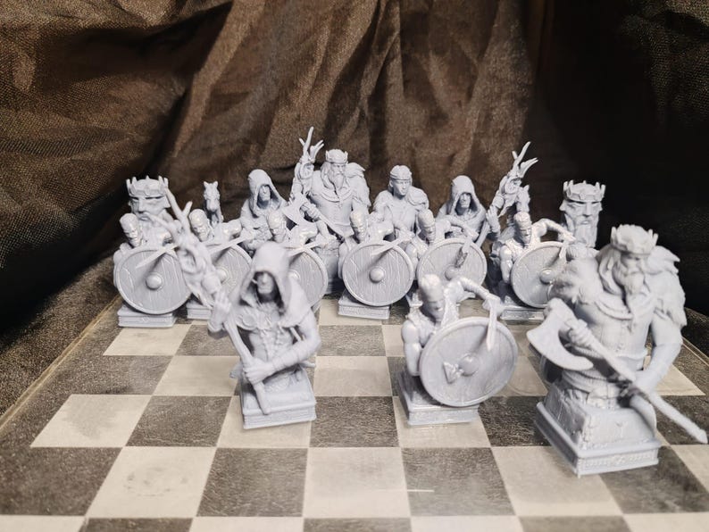 12K Resin Viking Chess Pieces – Highly Detailed, Unpainted - Etsy