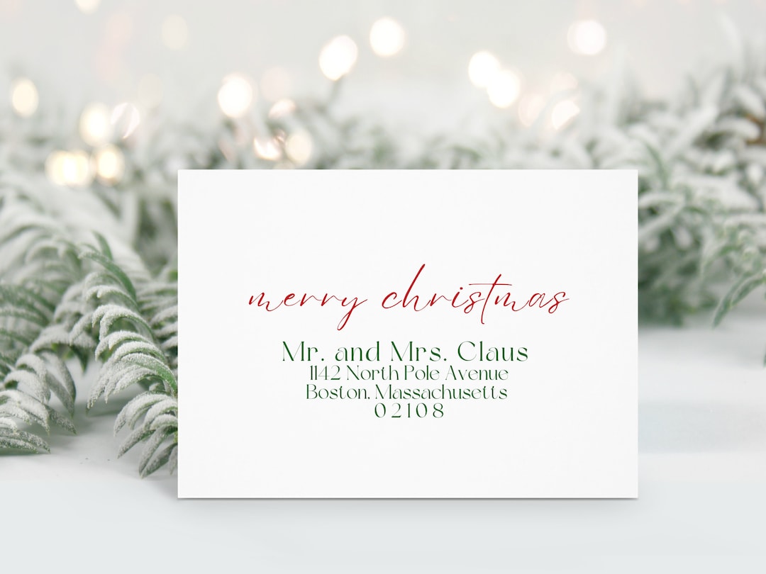 Christmas Card Envelope + Custom Addressing / Calligraphy Service ...