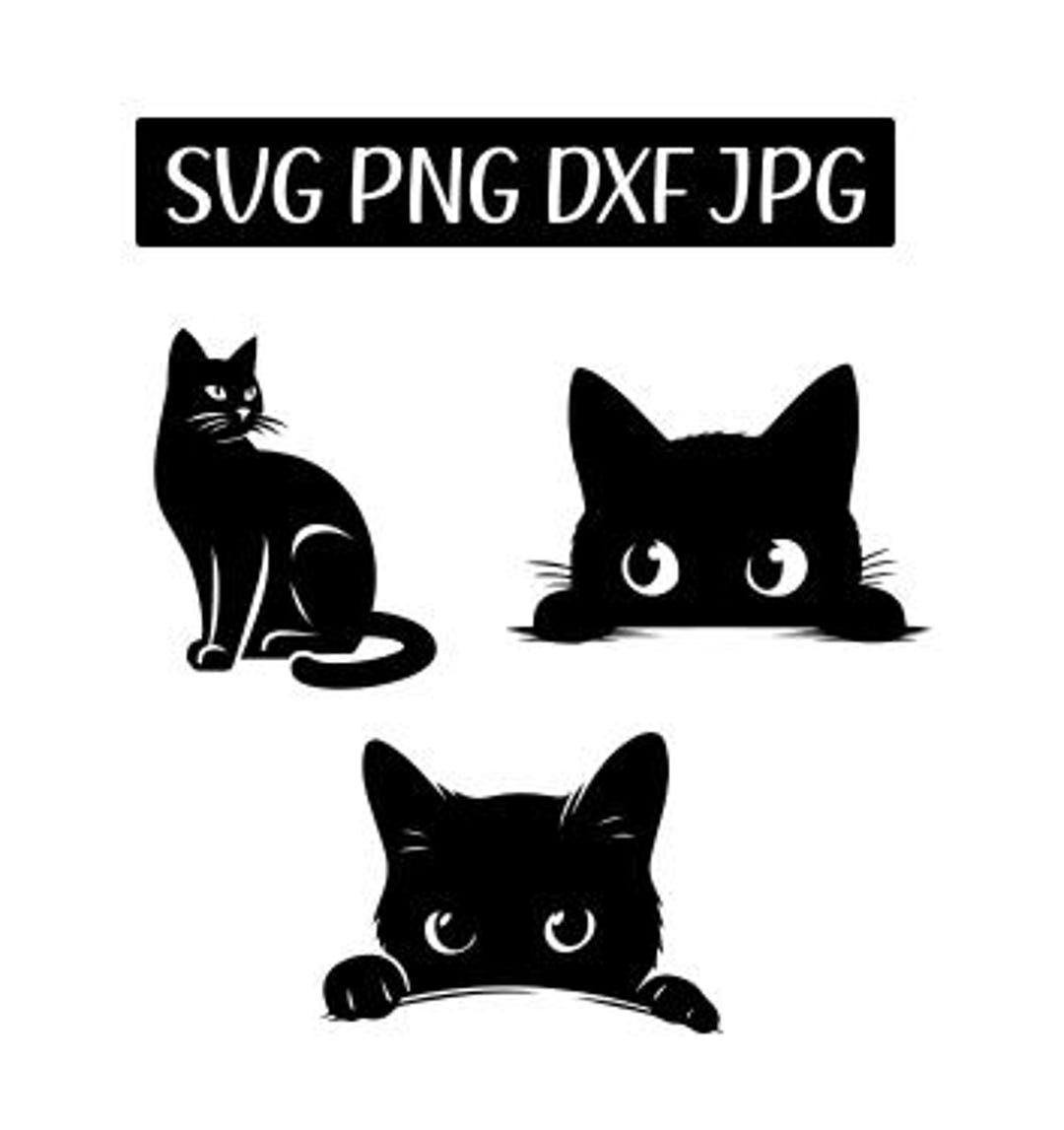 Black Cat Svg, Cat Svg, Peeking Cat Svg, Cat Silhouette, Black Cat Svg ...