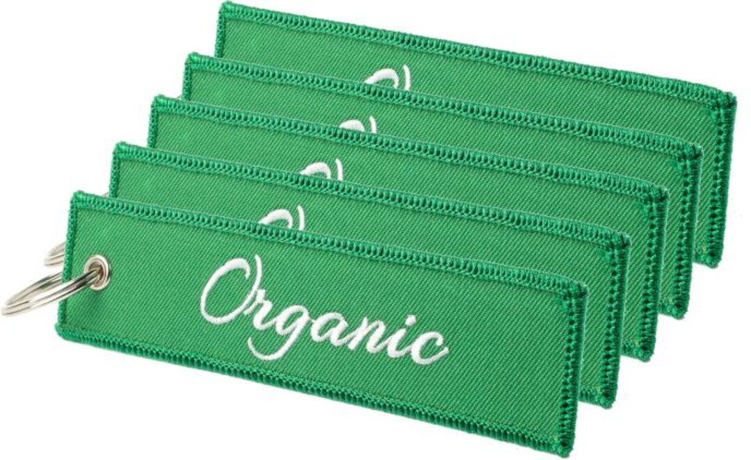 5-pack Organic Green Fabric Embroidered Keychain - Etsy