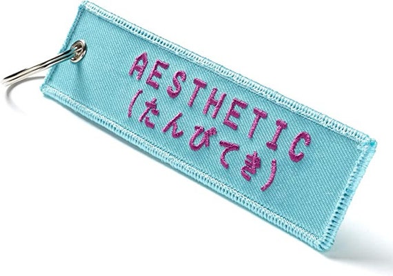 Aesthetic Vaporwave Blue and Purple Fully Embroidered Keychain - Etsy