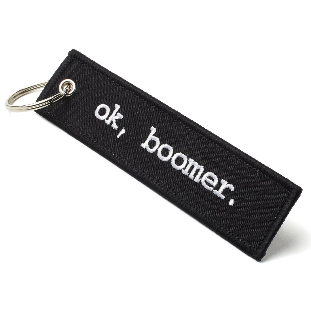 Ok, Boomer Black Fully Embroidered Keychain - Etsy