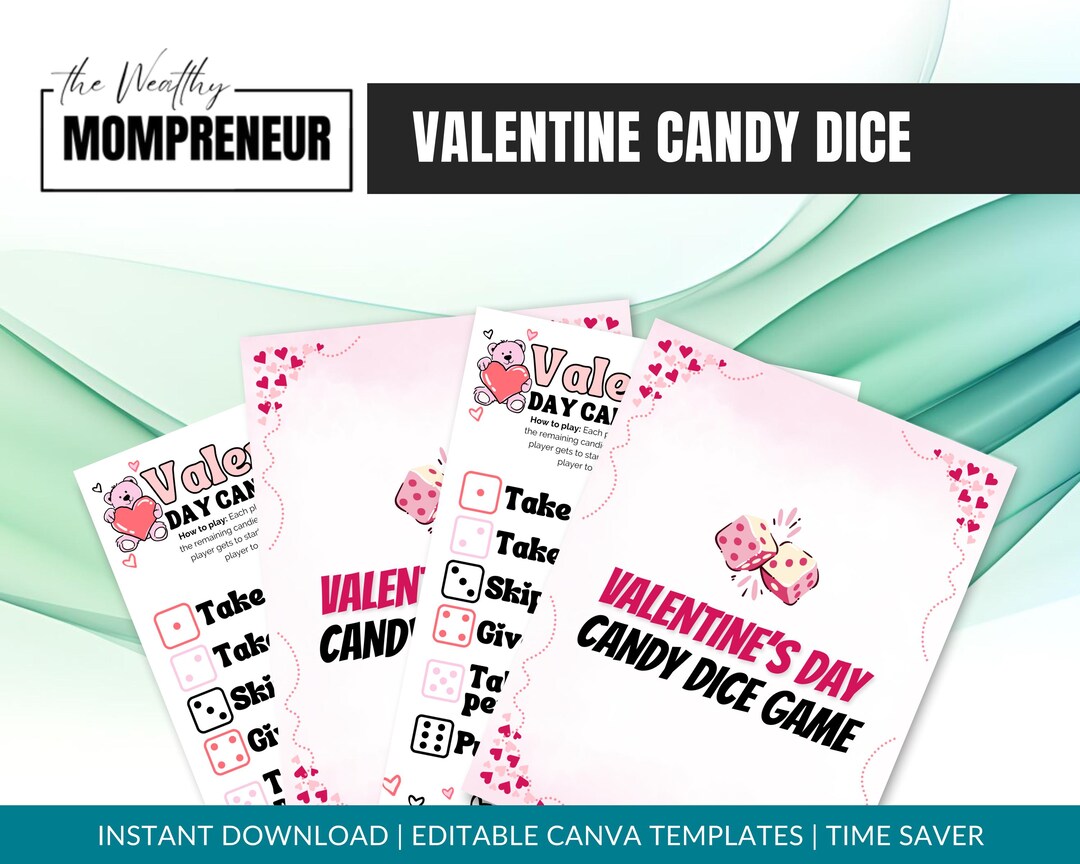 Valentine Dice Game Printable – Fun Candy Activity for Kids, Classrooms ...