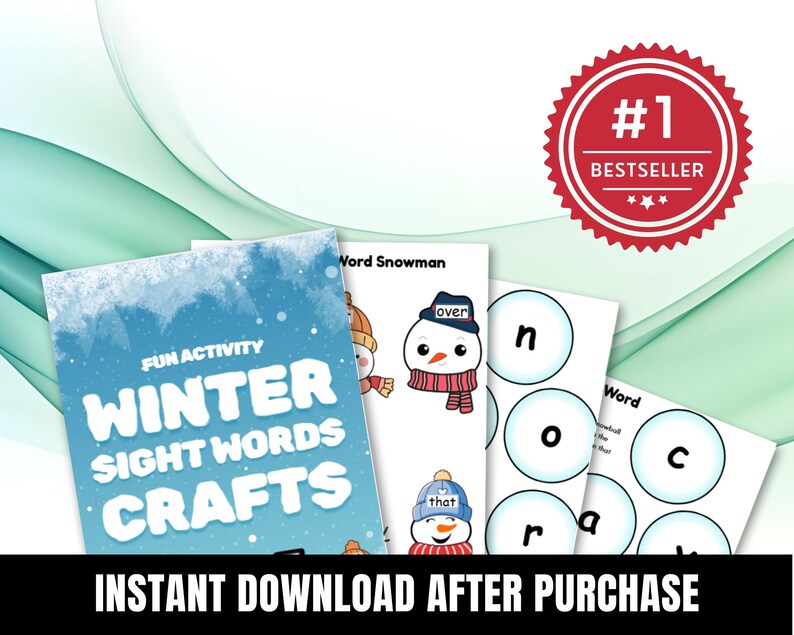 Winter Phonics and Sight Word Worksheets for Early Literacy Centers and ...