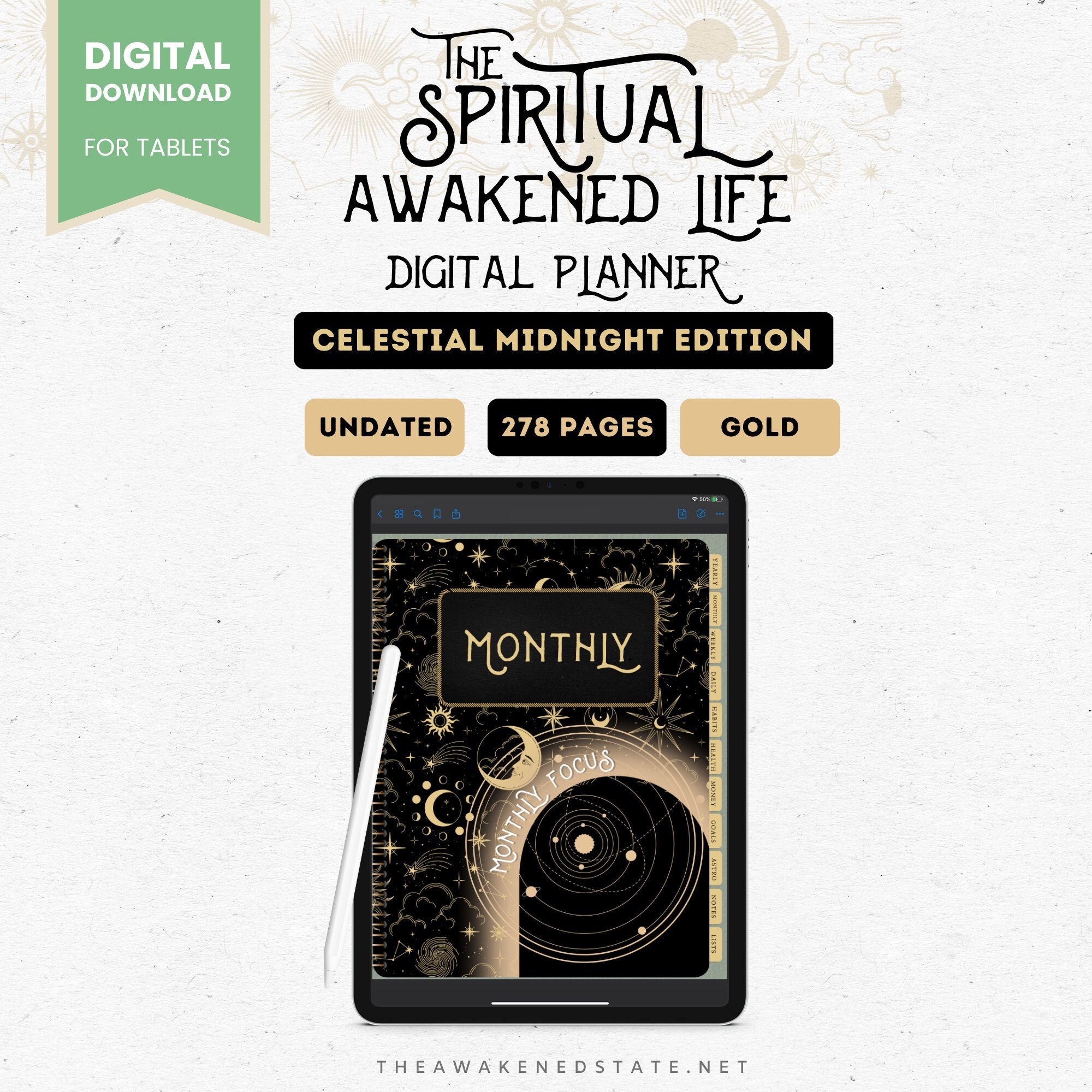 Midnight Edition Spiritual Awakened Life, Digital Planner, Wellness ...