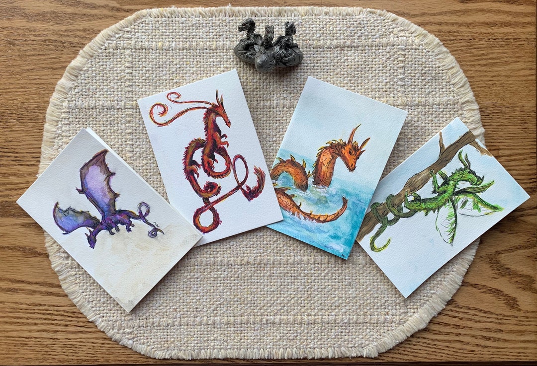 Dragon Greeting Cards: Set of Four - Etsy